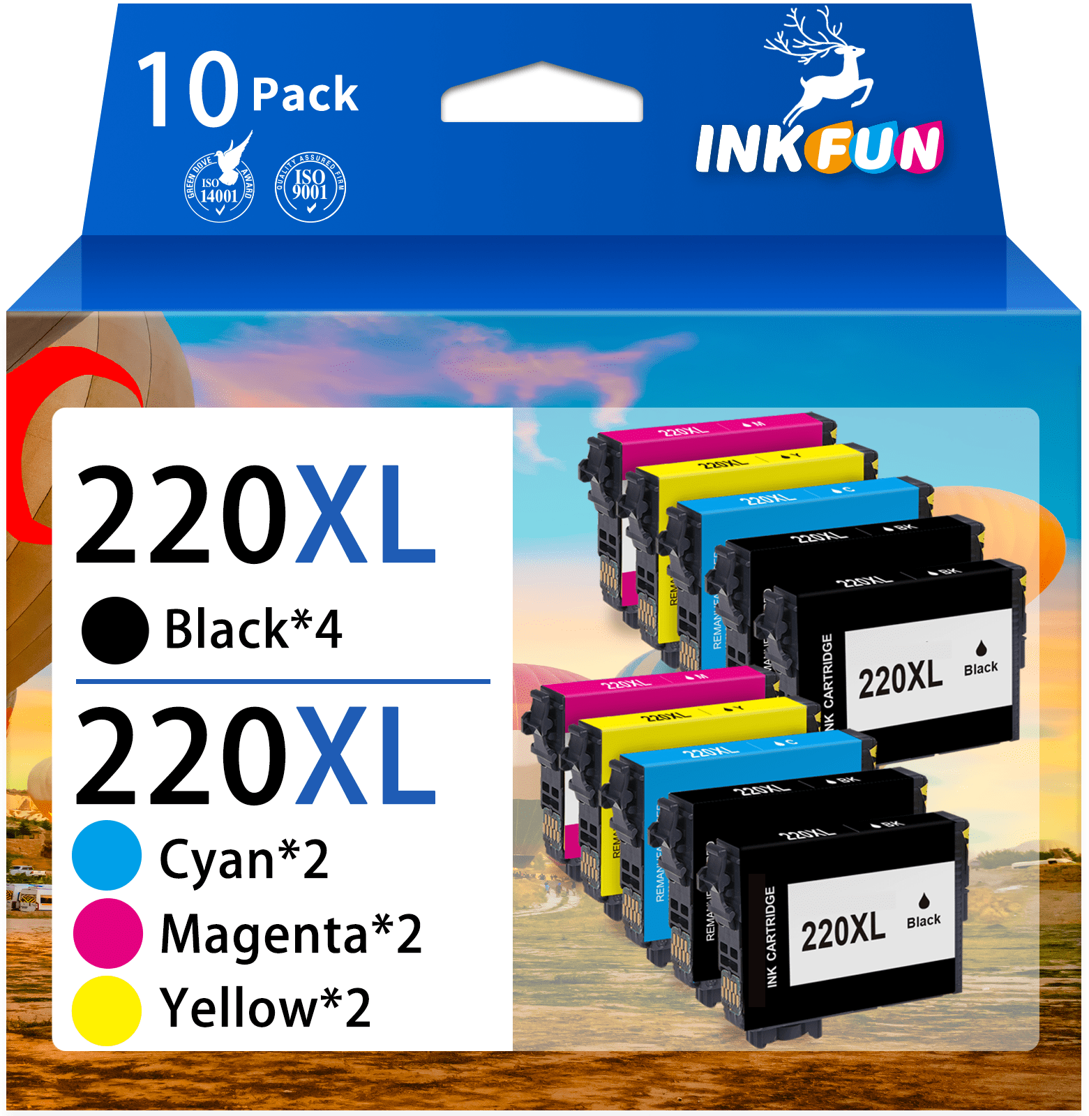 220XL Ink for Epson 220 Ink Cartridges for Epson Ink 220 (10 Pack ...