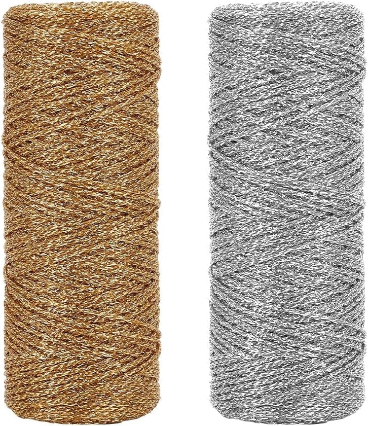 220Yards Metallic Thread Cord 2mm Twine String Gold and Silver ...