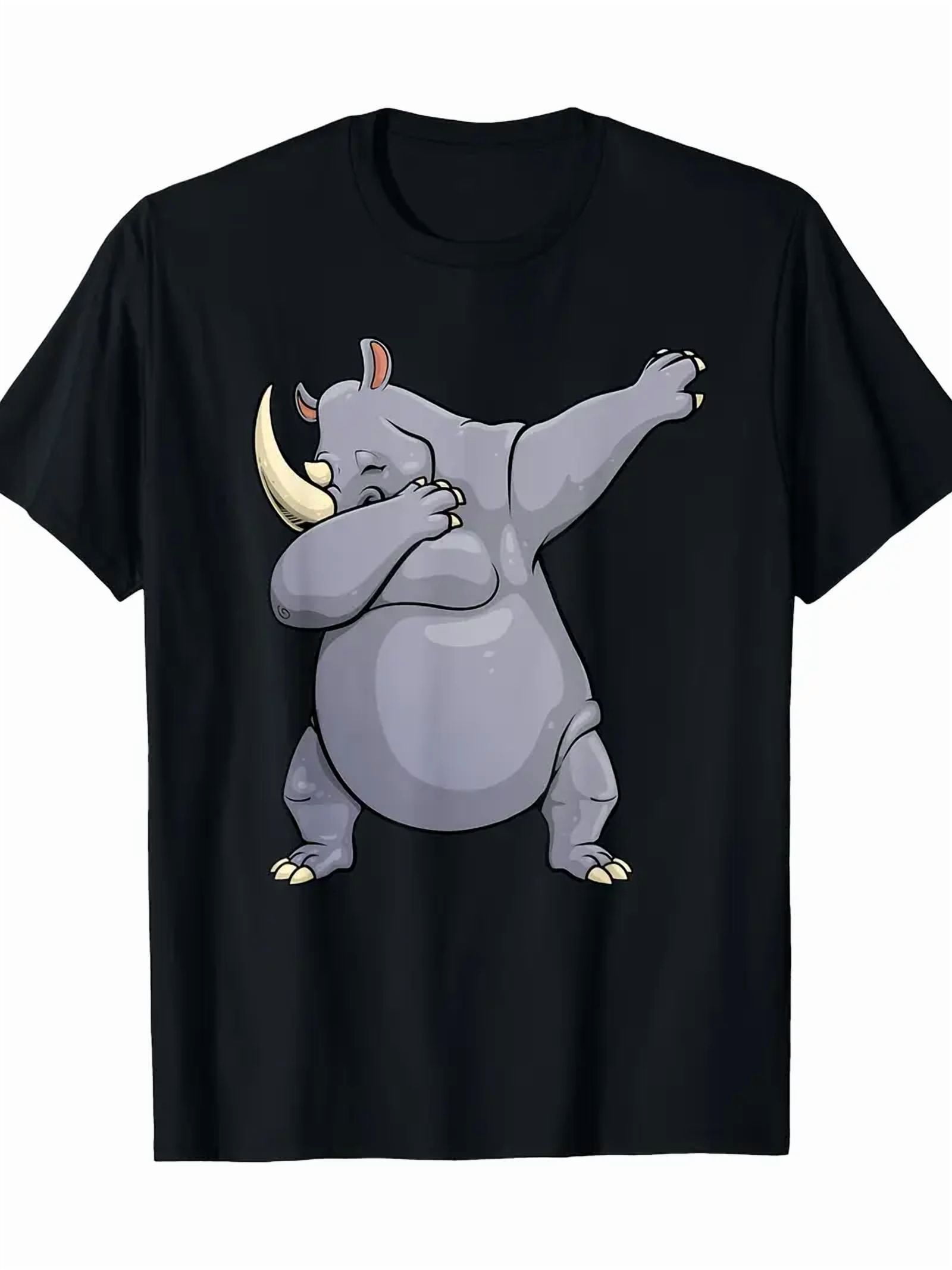 220g 100% Cotton - Funny Dabbing Rhinoceros Design For Men Women Rhino ...