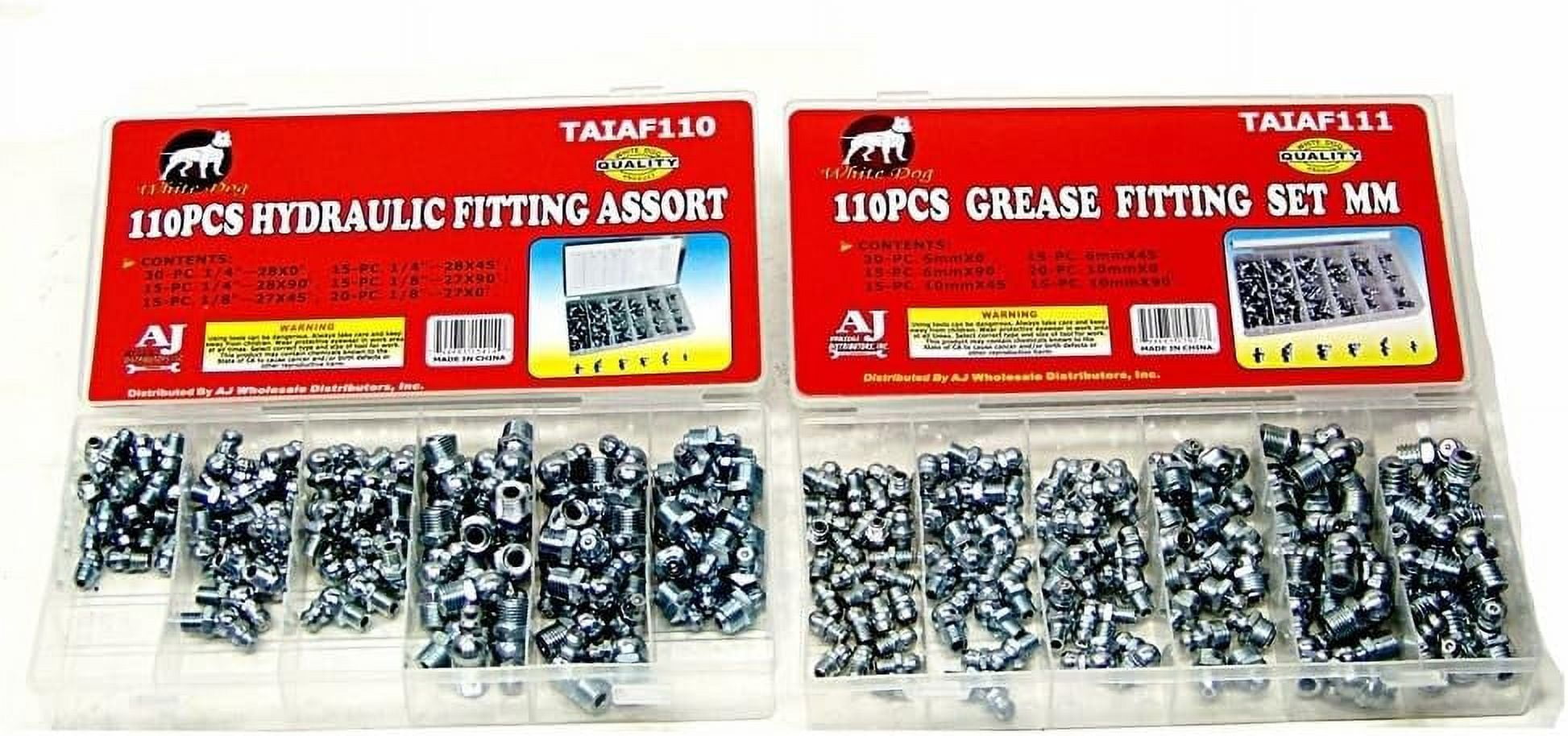 220Pc Sae And Metric Hydraulic Grease Zerks Zirks Fitting Assortment ...