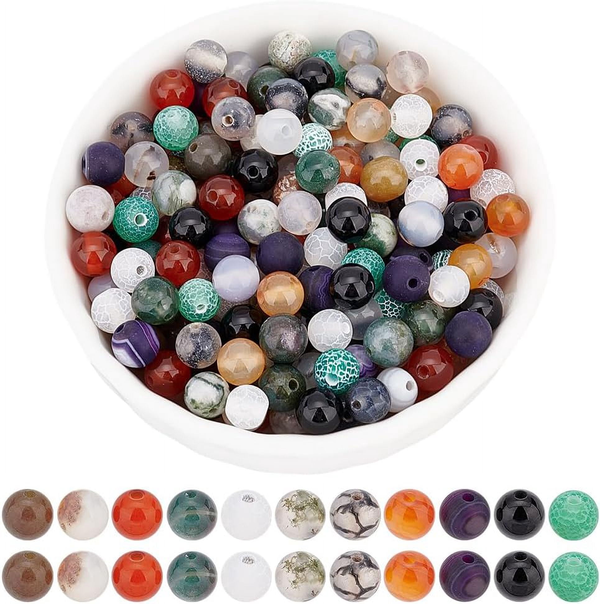220pcs 11 styles Natural Gemstone Beads Round Mixed Dyed and Undyed 6mm ...