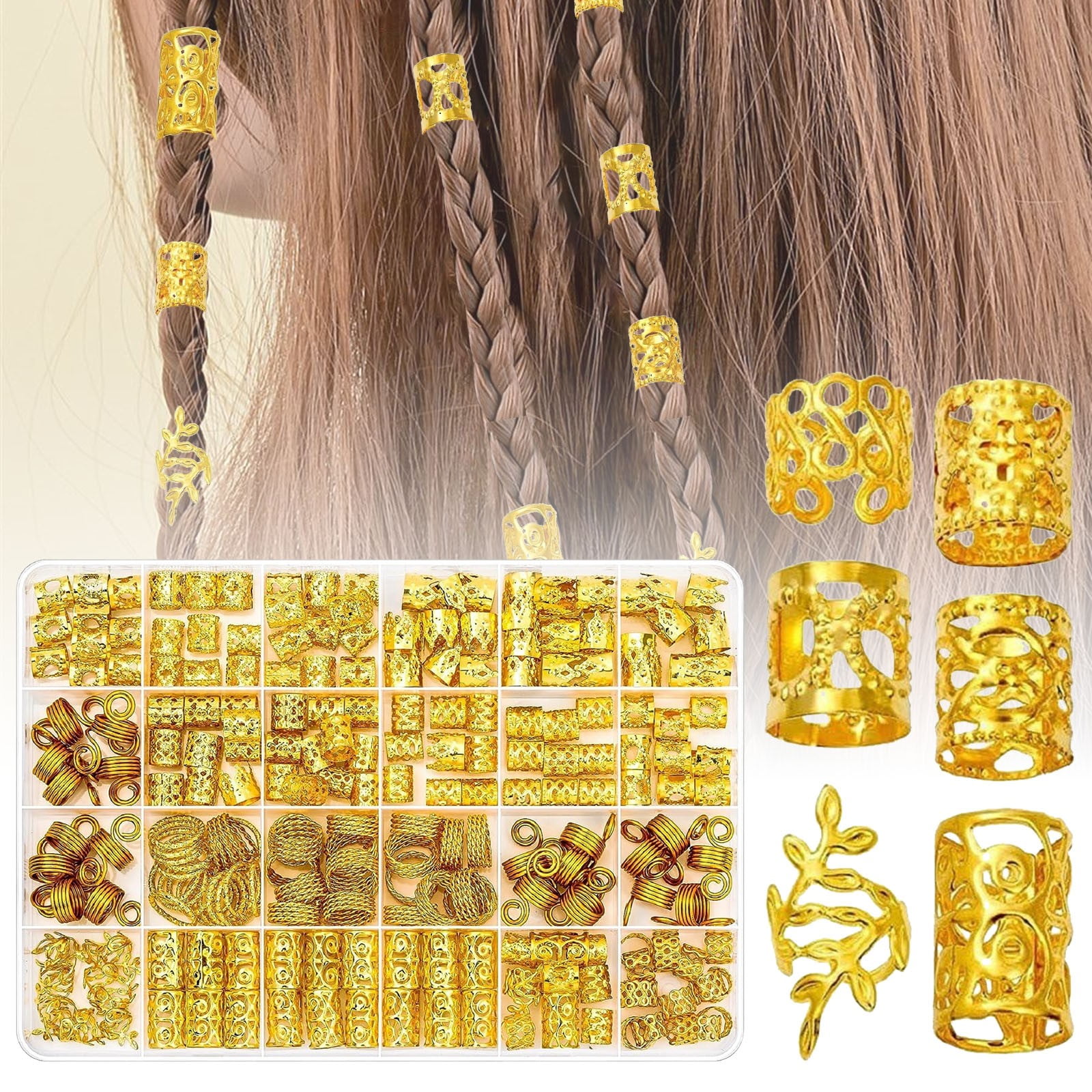 220pcs DIY Long Hair Braid Metal Pendant Hair Extension Ring ...