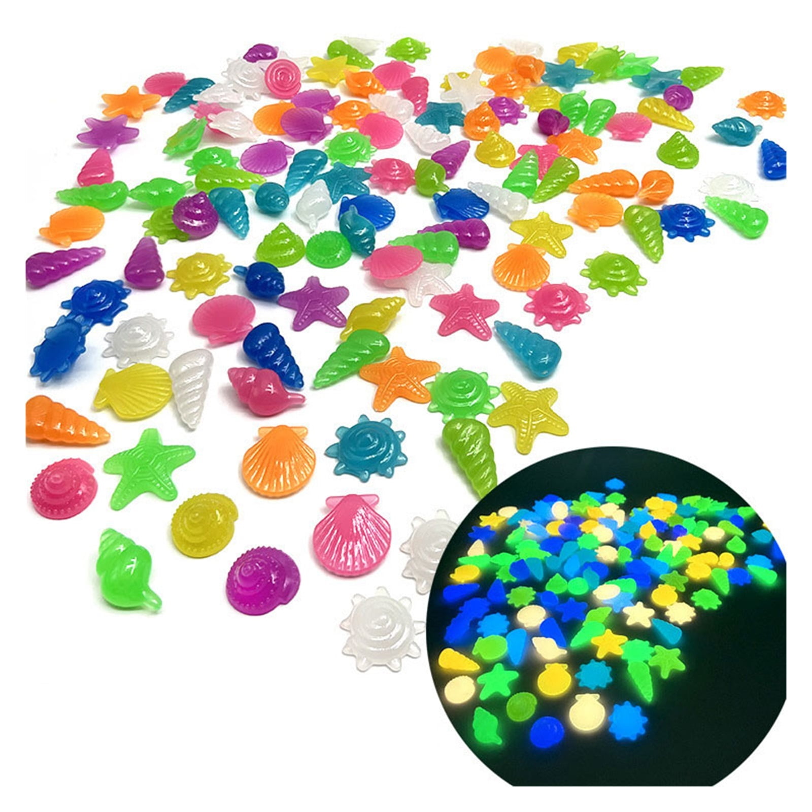 220pcs Light Up Small Conch Stones, Glow In The Dark Rocks, Colorful ...