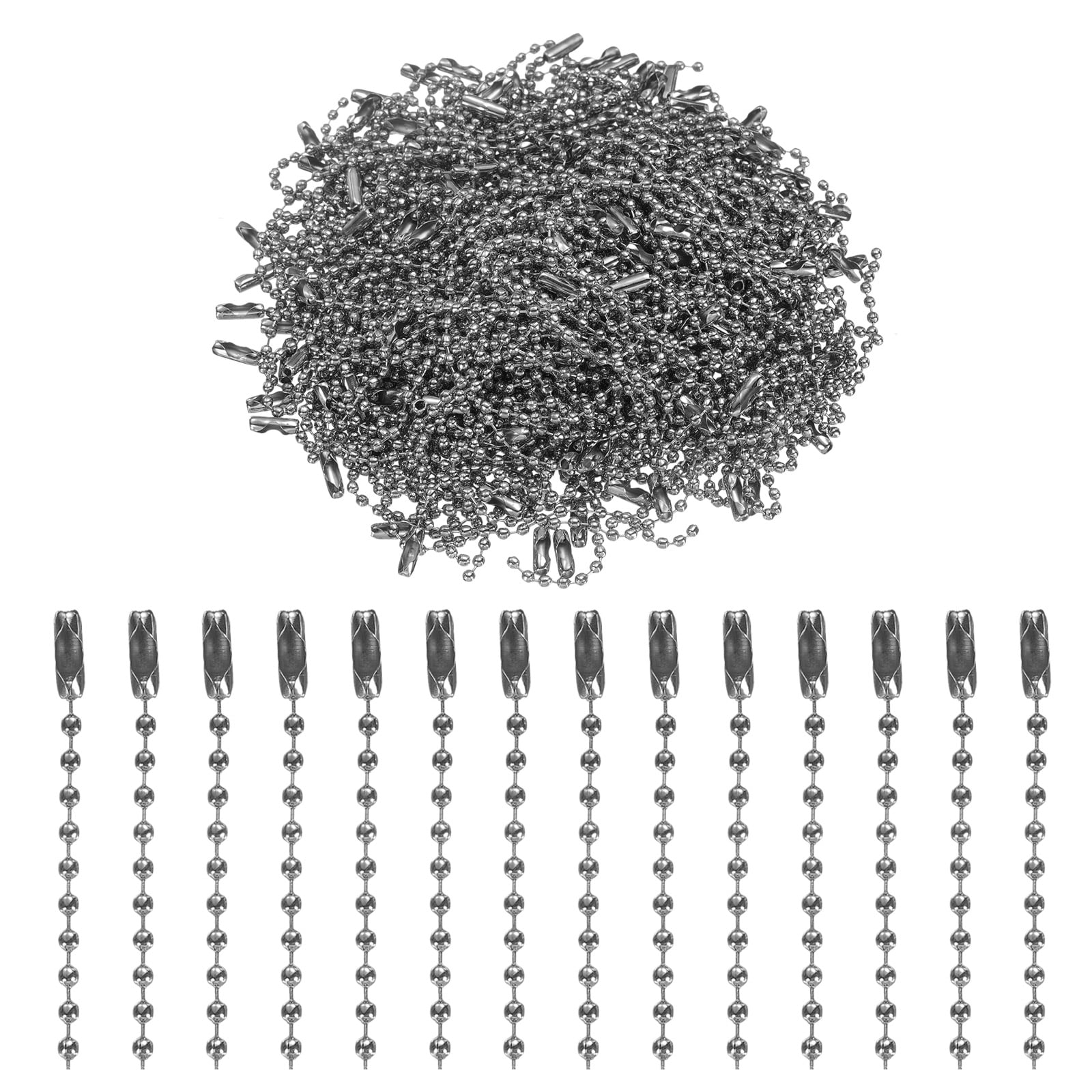 220pcs Metal Ball Bead Chain, 100mm Long Bead Connector Clasp Dog Tag ...