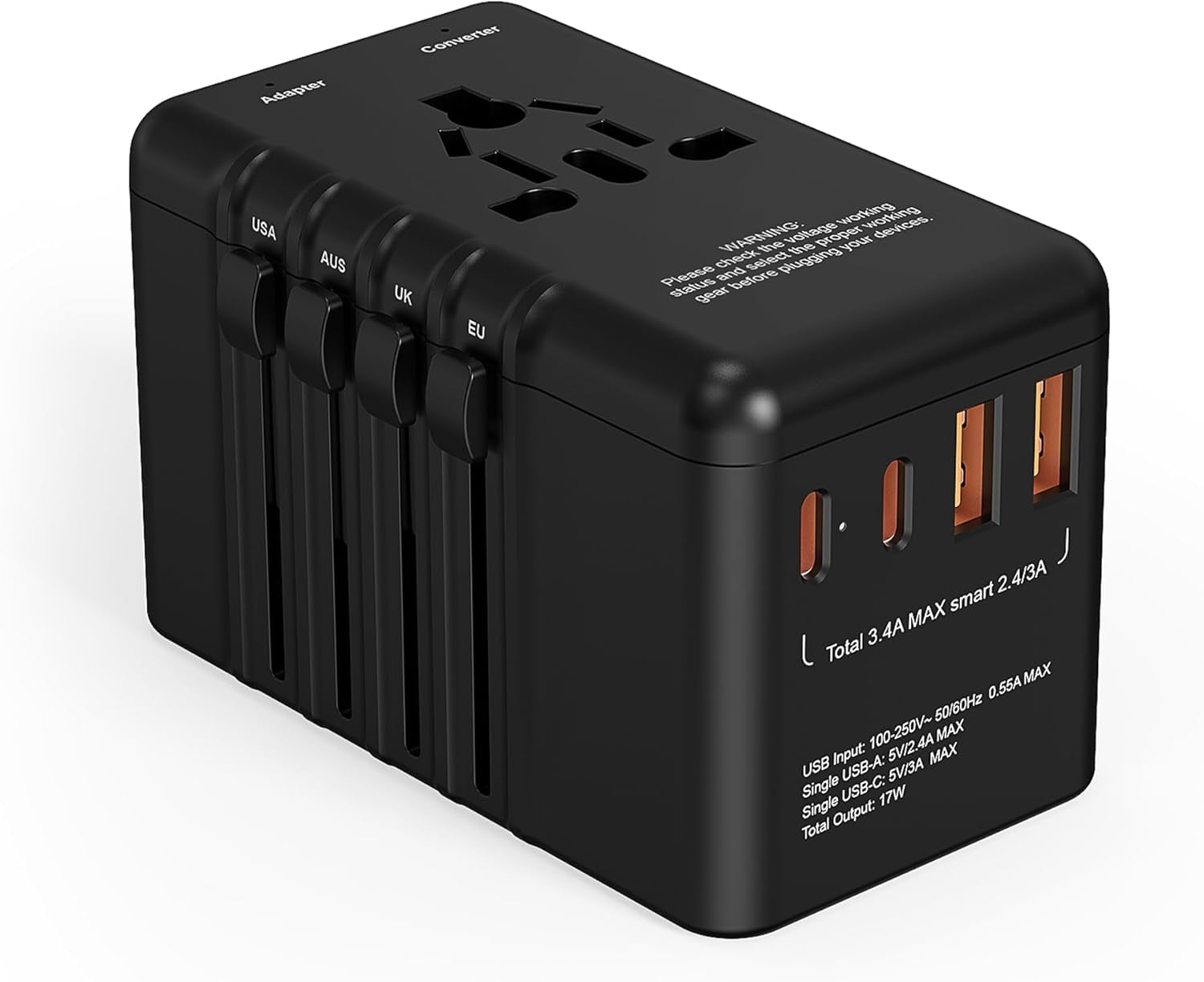 220v to 110v Converter and Adapter for Travel: International Universal ...