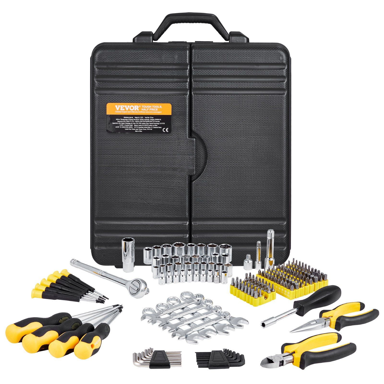 221-Piece Mechanics Tool Set with 1/4" & 3/8" Drive Sockets - SAE ...
