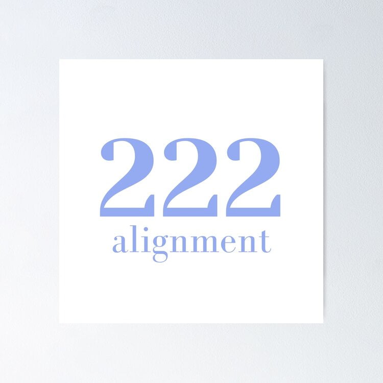 222 Alignment Angel Number In Blue Poster- Unframed Poster | Wall Art ...