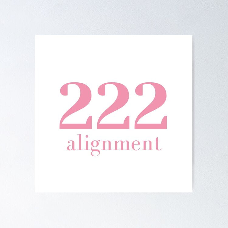 222 Alignment Angel Number In Pink Poster- Unframed Poster | Wall Art ...