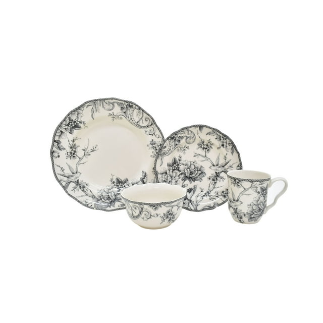 222 Fifth Adelaide Round Porcelain Dinnerware Collection, 16-Piece Set ...