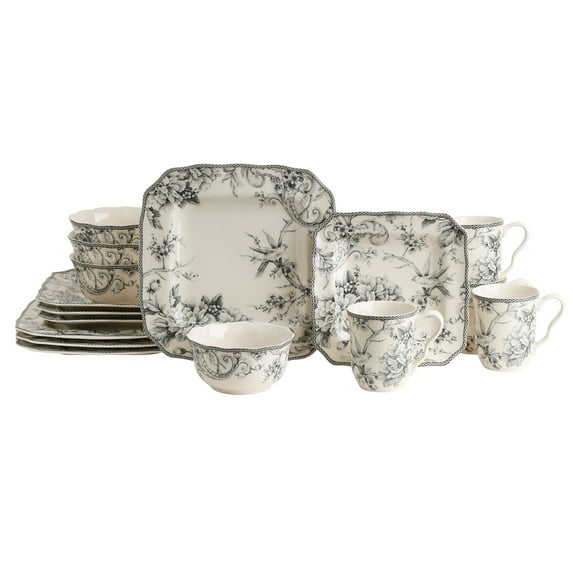 222 Fifth Adelaide Square Porcelain Dinnerware Collection, 16-Piece Set ...