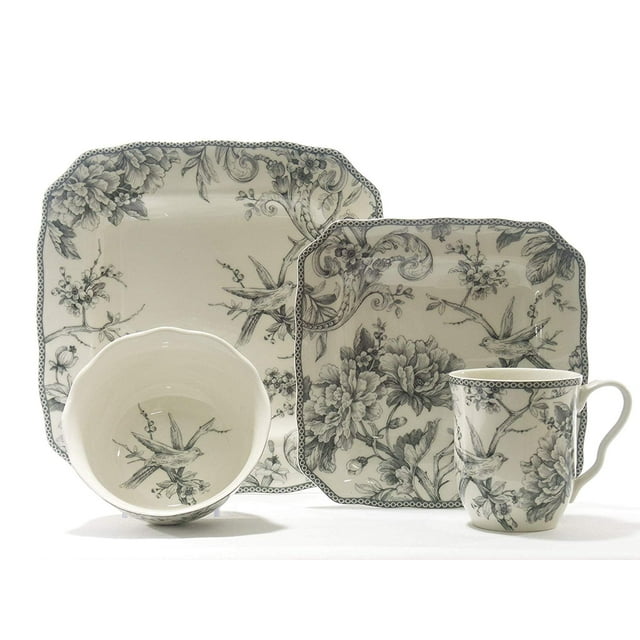 222 Fifth Adelaide Square Porcelain Dinnerware Collection, 16-Piece Set ...