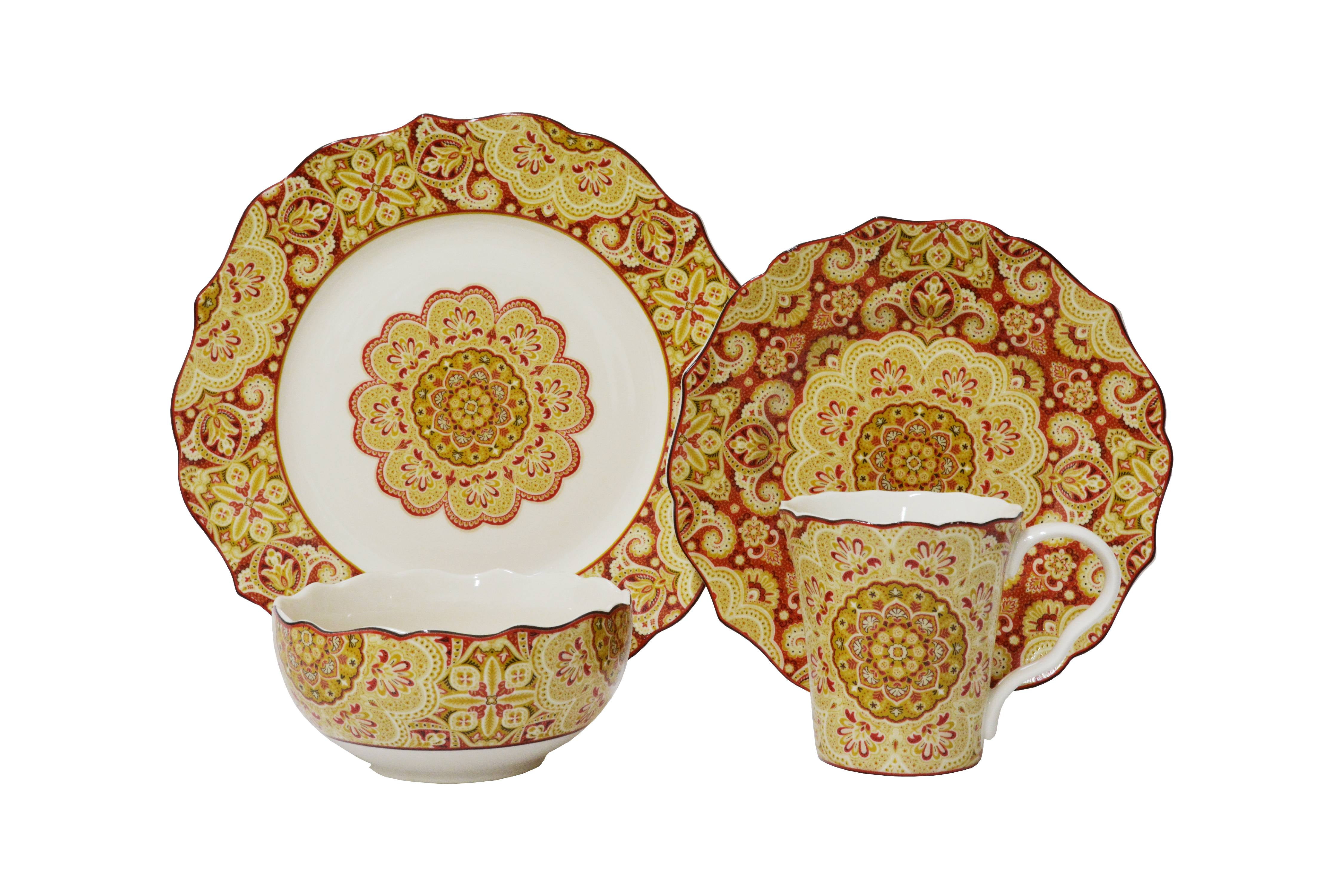 222 Fifth : Lyria Saffron 16 Piece Dinnerware Set - Walmart.com
