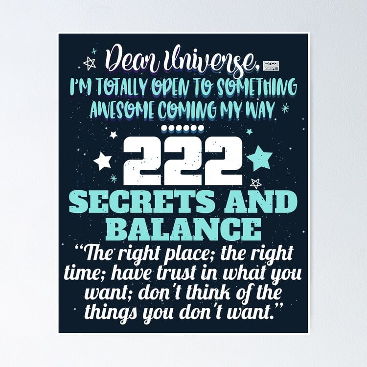 222 SECRET BALANCE UNIVERSE REPEATING NUMBER MEANING UNFRAMED Poster ...