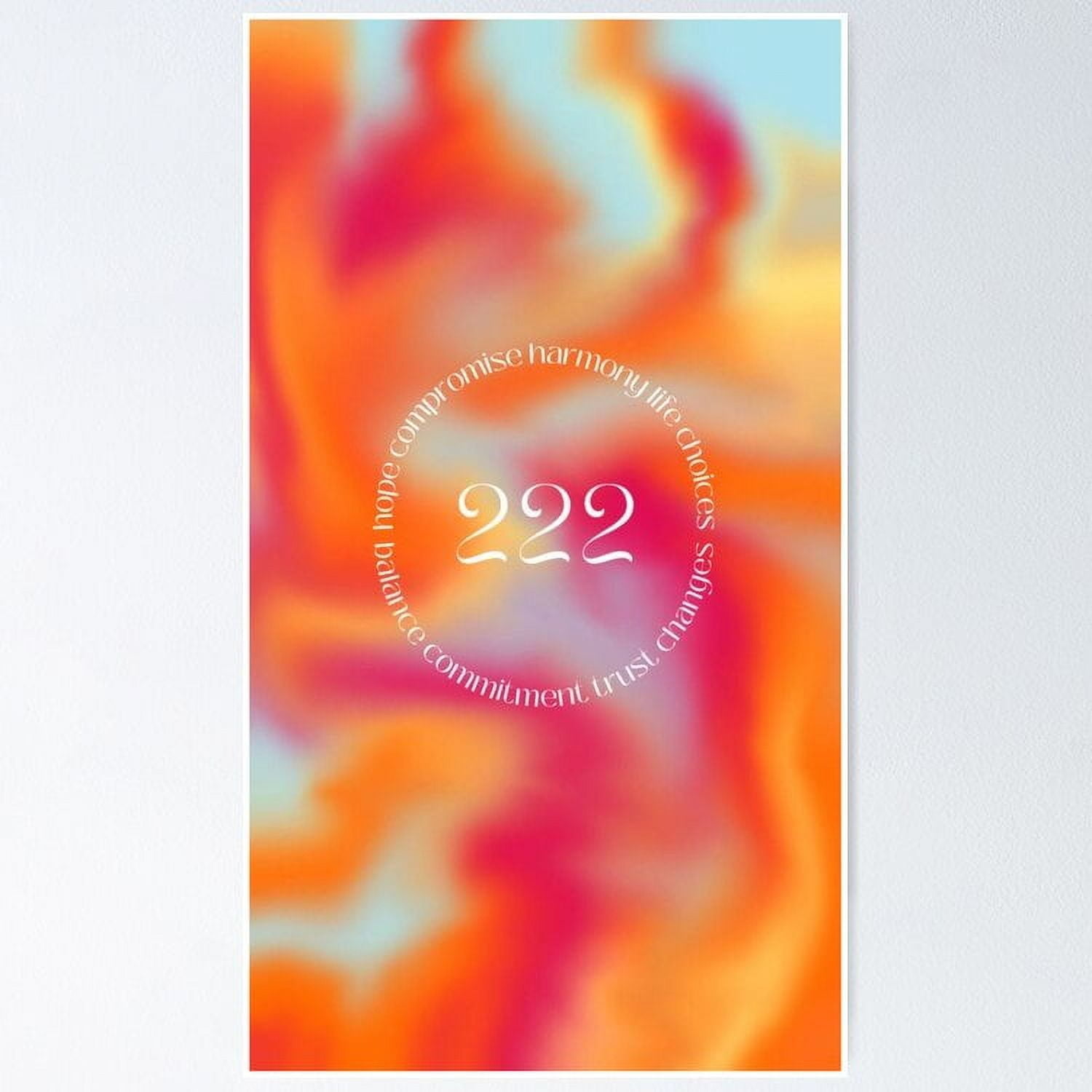 222 angel number red aura UNFRAMED Poster manifestation lucky girl ...