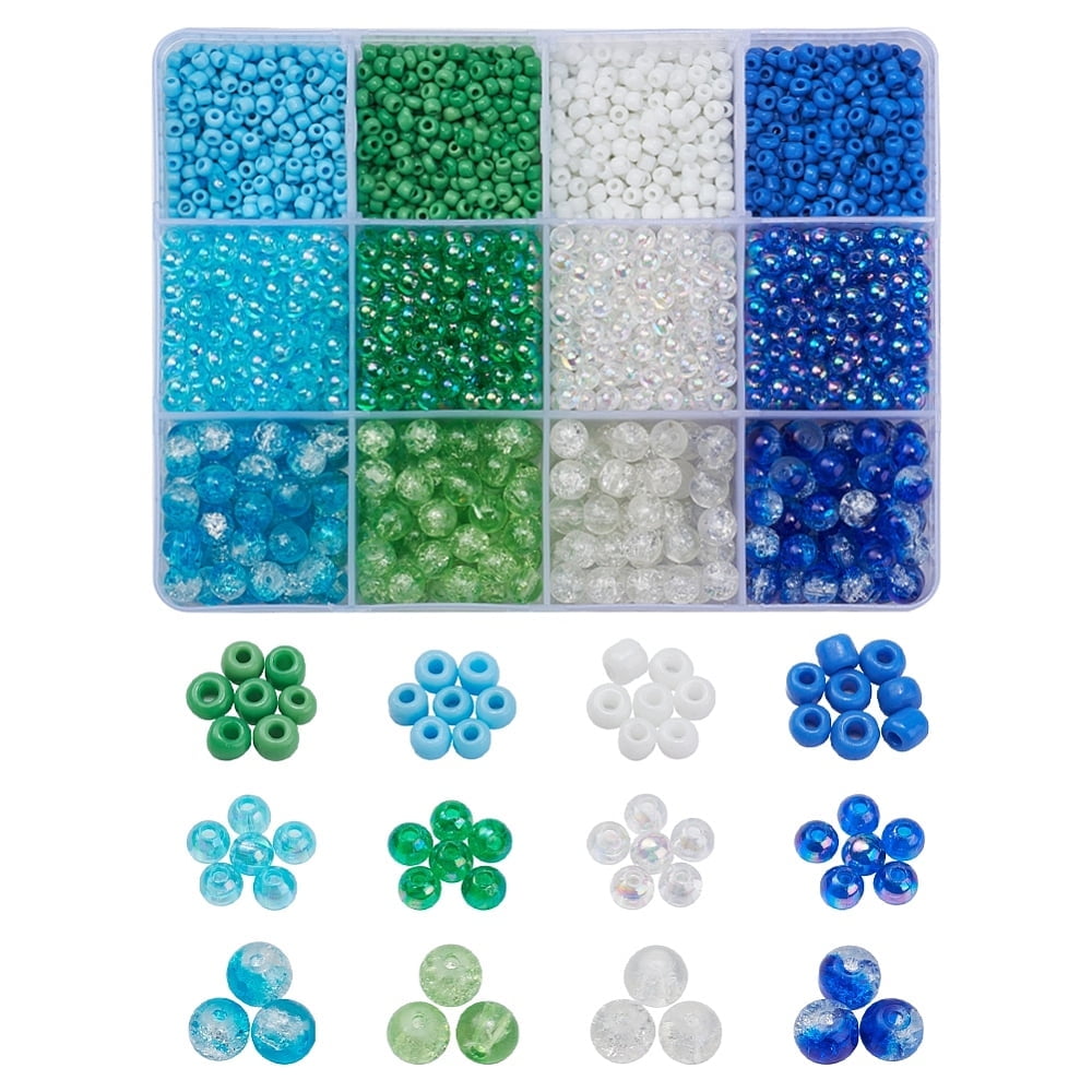 2220-2240Pcs DIY Round Beads Jewelry Making Finding Kit Including Glass ...