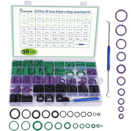 2225pcs 38 Sizes Rubber O Ring Assortment Kit,with 1 Hook Set for Car ...