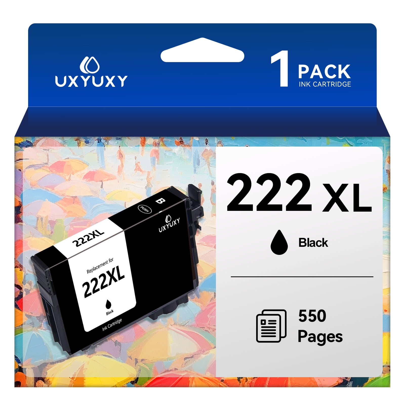 UXYUXY 222XL Black Ink Cartridge, Epson Ink XL Compatibility, High Page ...