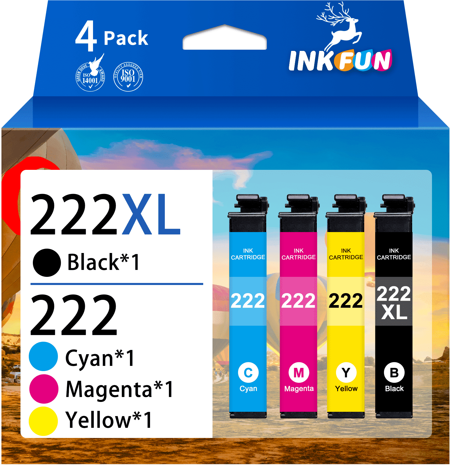 INKFUN 222XL Ink Cartridges for Epson XP-5200 WF-2960 Printer Combo ...