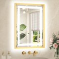 2230 bathroom mirror, brushed gold metal frame front light and back ...