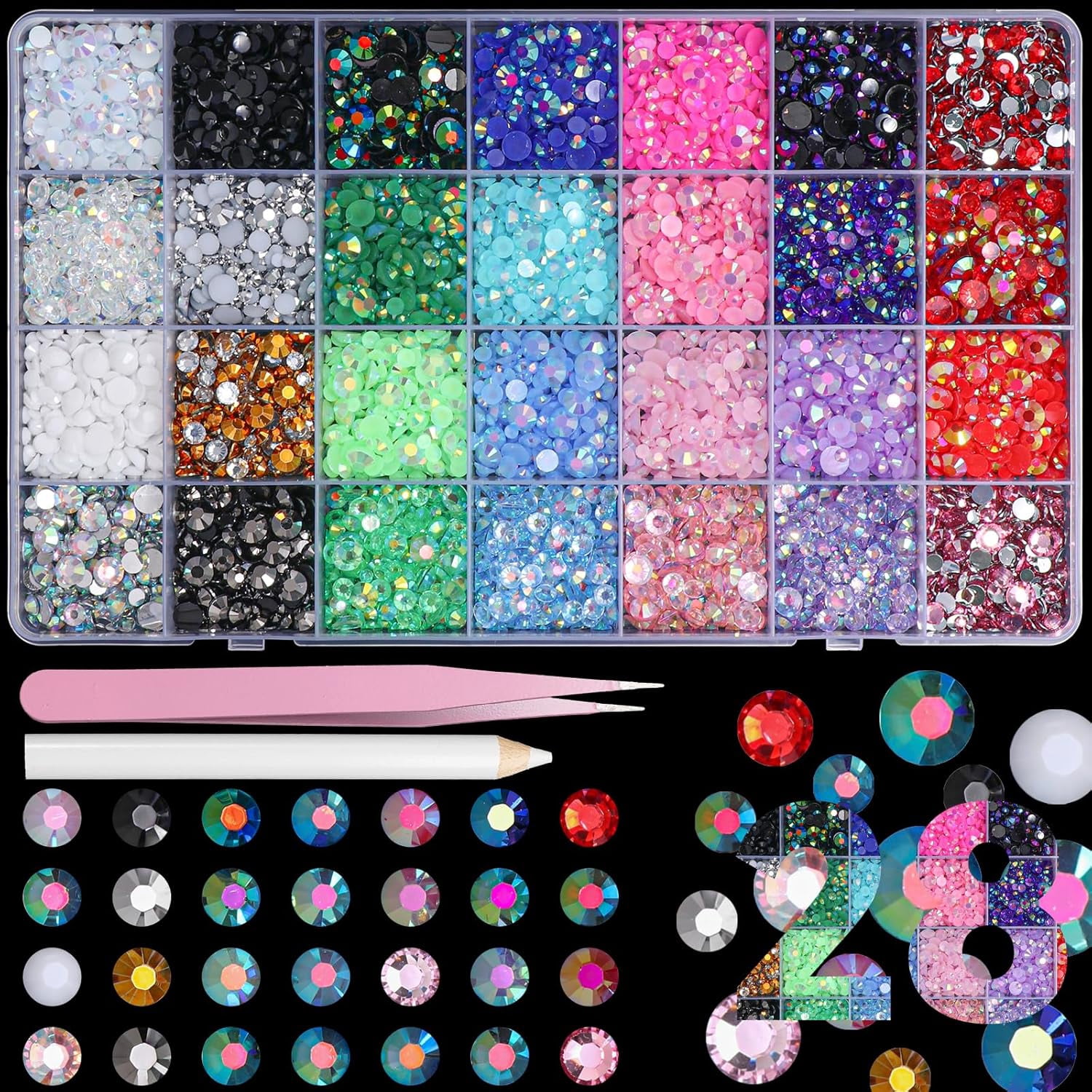 22300Pcs Color Rhinestones for Bedazzling, 3-6 mm Jelly Bedazzling ...