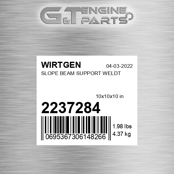 2237284 SLOPE BEAM SUPPORT WELDT fits WIRTGEN (New OEM) - Walmart.com