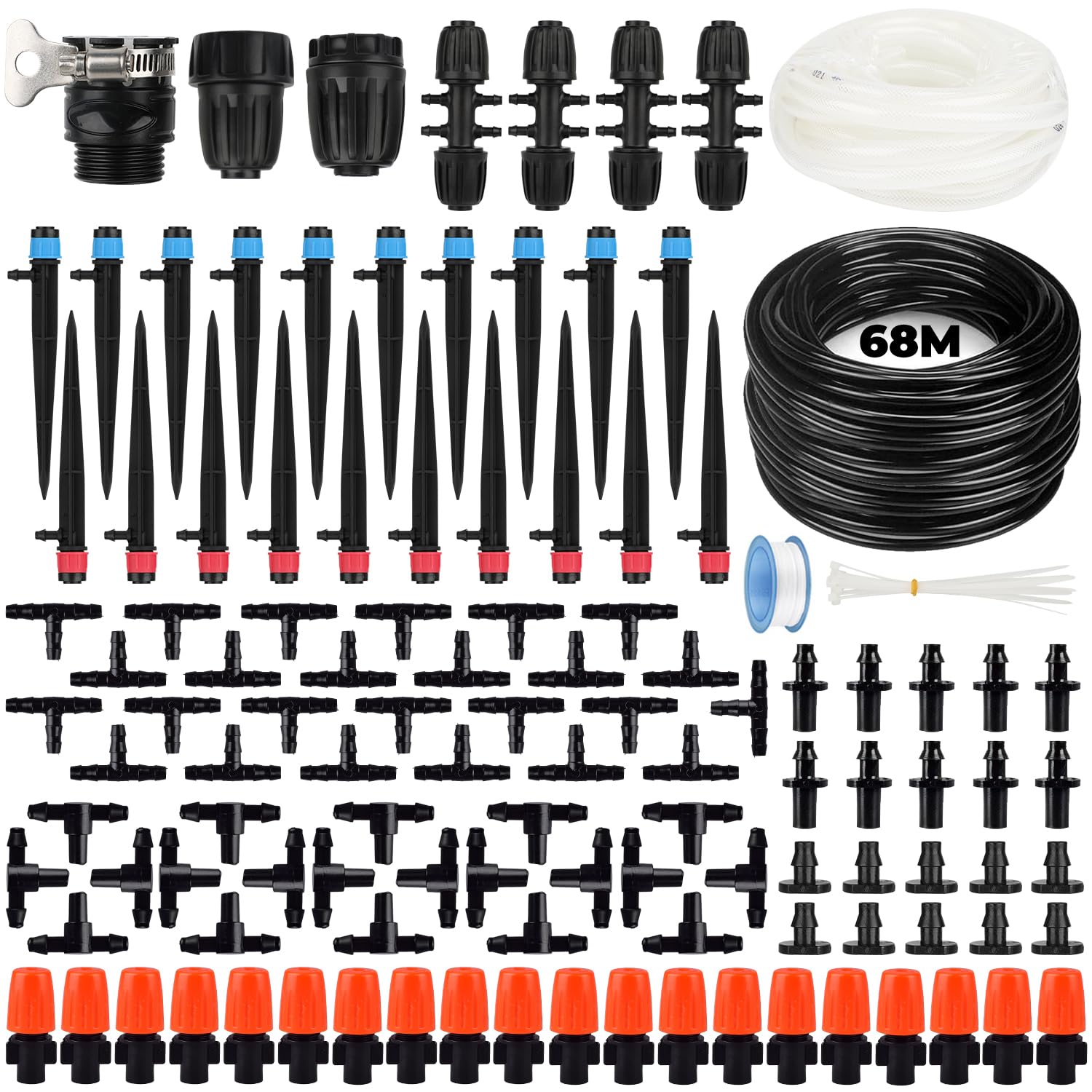 223FT Drip Irrigation System, 136Pcs Automatic Garden Watering with ...