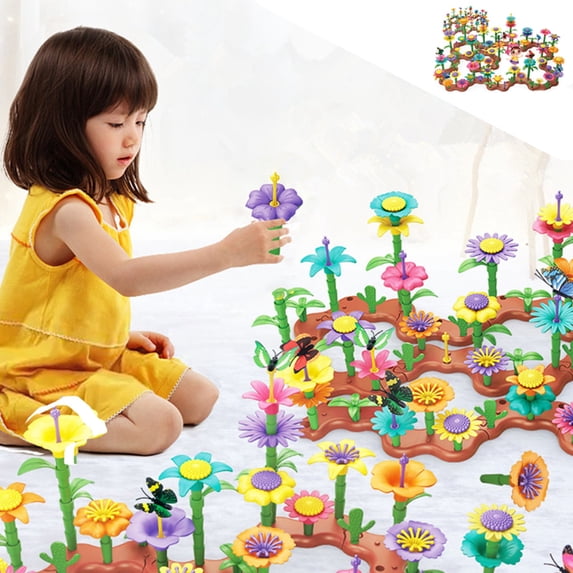 224-Piece Garden Building Blocks Set - Interchangeable STEM Flower ...