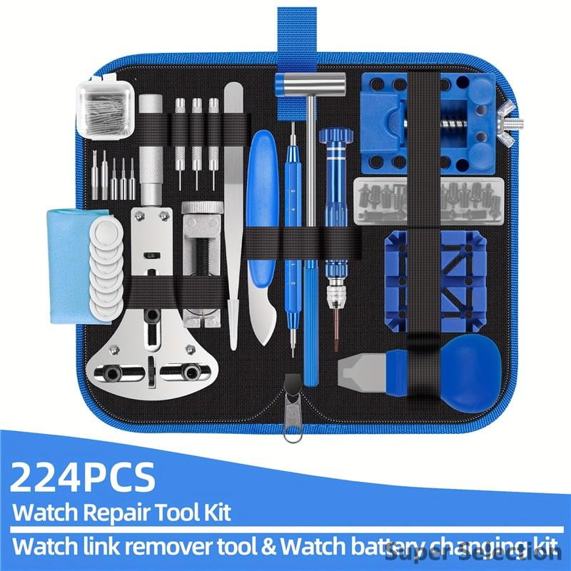 224-Piece Professional Watch Repair Tool Kit, Includes Watch Battery ...