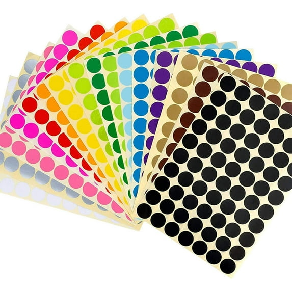 2240 Pcs 3/4" Round Dot Stickers,Color Coding Circle Sticky Dot Labels ...