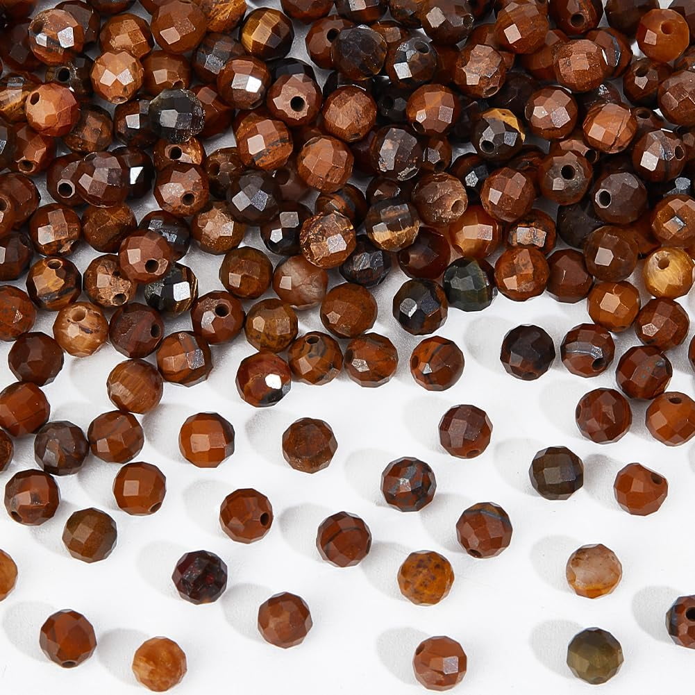 224Pcs Natural Tiger Eye Beads 3.5mm Faceted Round Loose Beads Gemstone ...