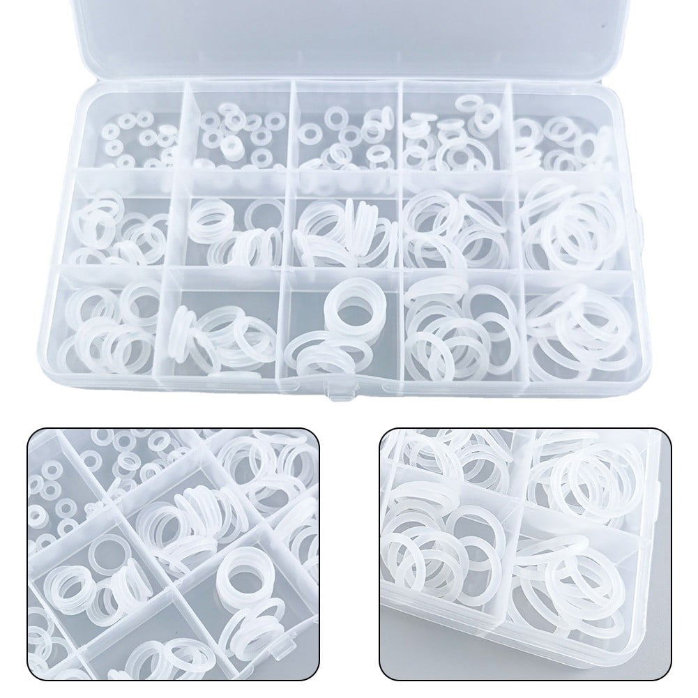 Rooha Silicone Rubber O-Ring Assortment Kit, White, Metric VMQ Sealing ...