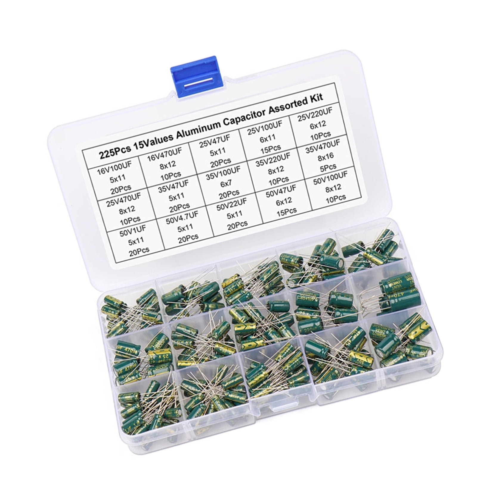 225PCS Assorted Aluminum Capacitors Comprehensive Capacitor Set Simple ...