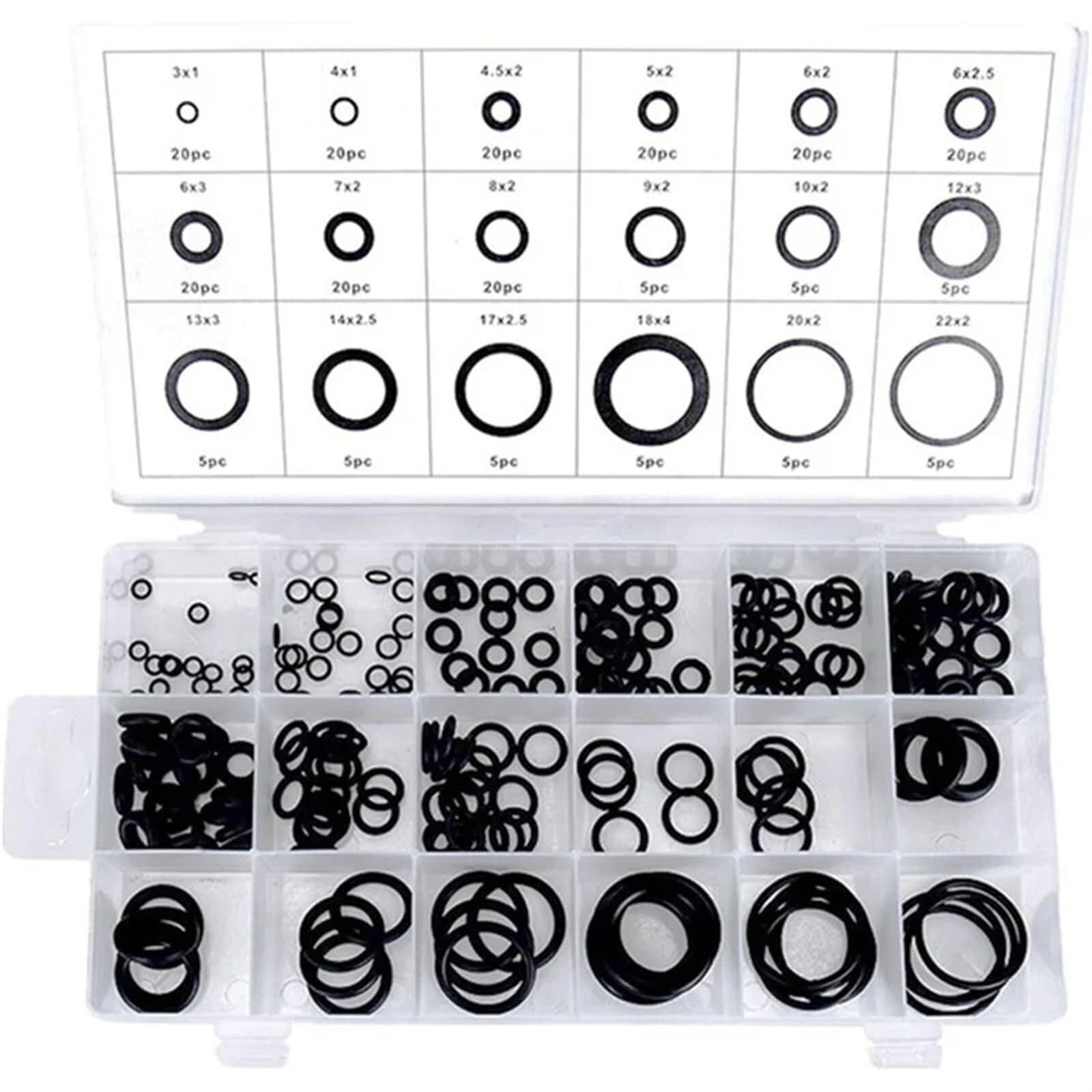 225PCS Rubber O Rings Oil Resistance O-Ring Washer Gasket Seals ...