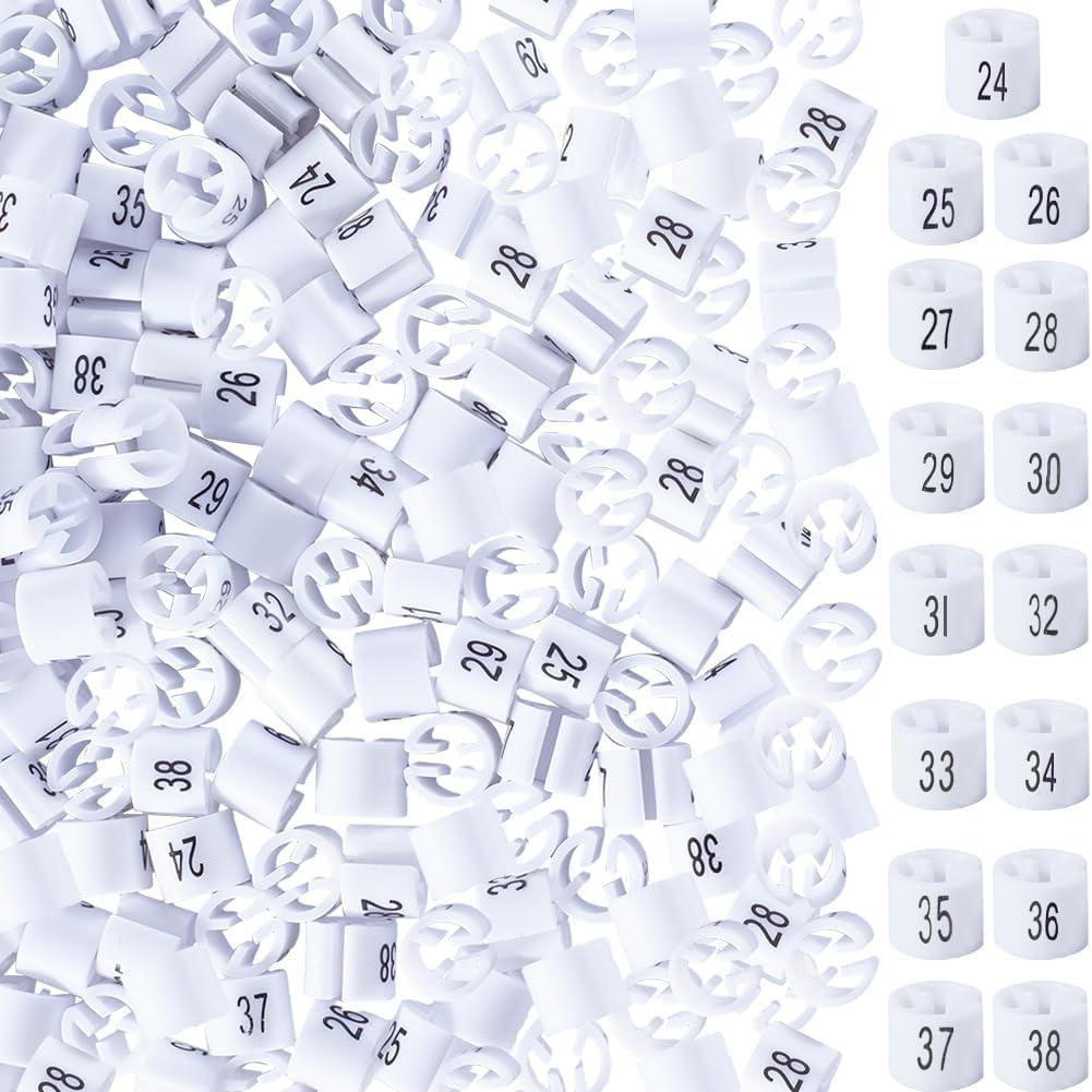 225Pcs 24~38 Hanger Size Markers 15 Style Label Plastic Color Tags ...