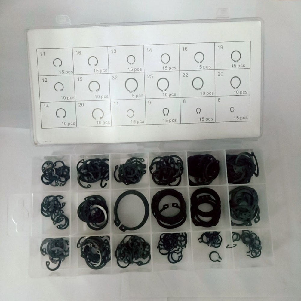 225Pcs Circlip Snap Ring External Retaining Clamps Set Washer Holes ...