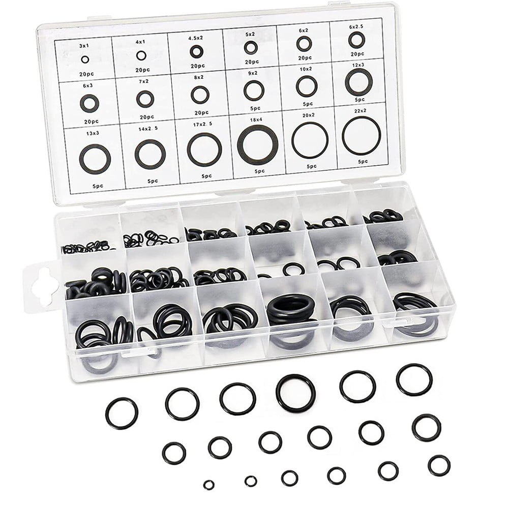 225pcs O-Ring Rubber Assortment 18 Size SAE Kit Plumbing Hydraulic Air ...