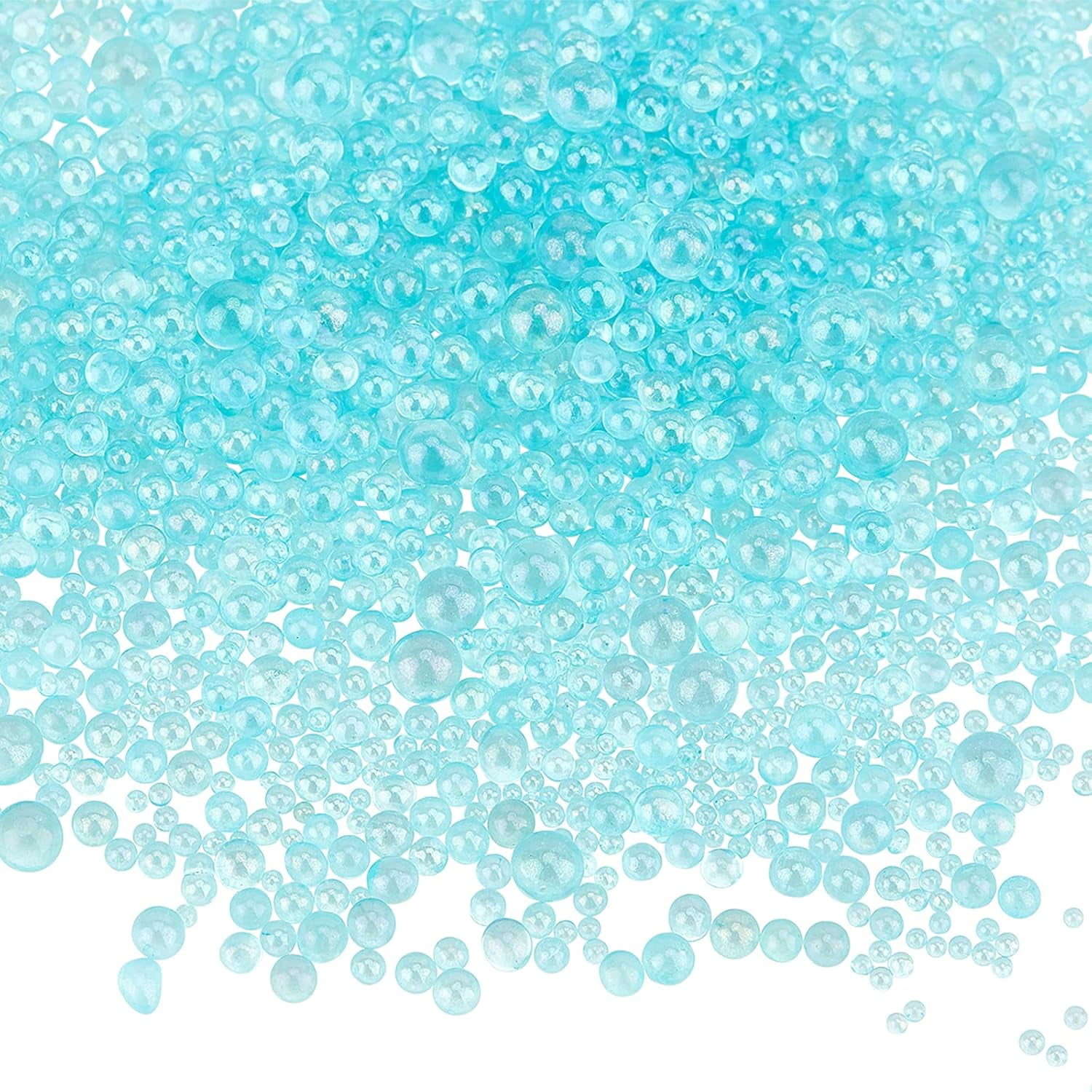 225g 0.4~3mm Glass Beads Sky Blue Micro Caviar Beads Iridescent Water ...