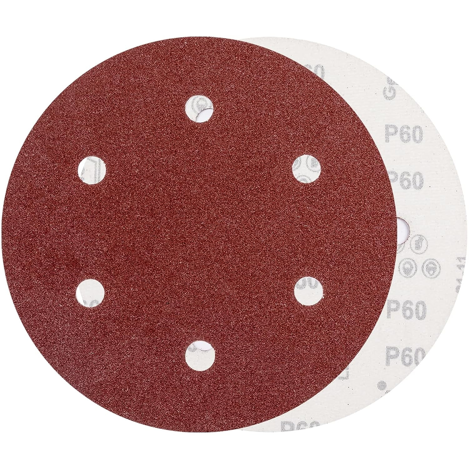 225mm Sanding Disc P60 Grit 6 Holes Hook and Loop Discs,30 Pcs Round ...