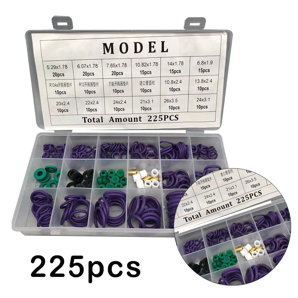 225Pcs Car Air Conditioning R22/R134A Repair Compressor Seal O-Ring ...