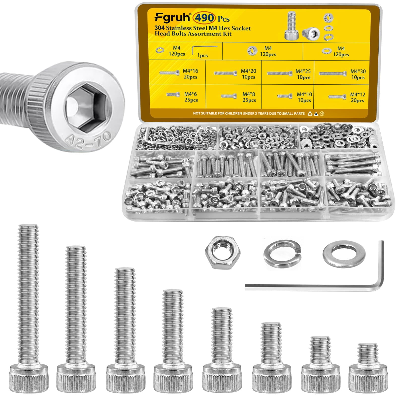 225pcs Screws and Nuts Assortment Kit,M4 M5 M6 Phillips Pan Head ...