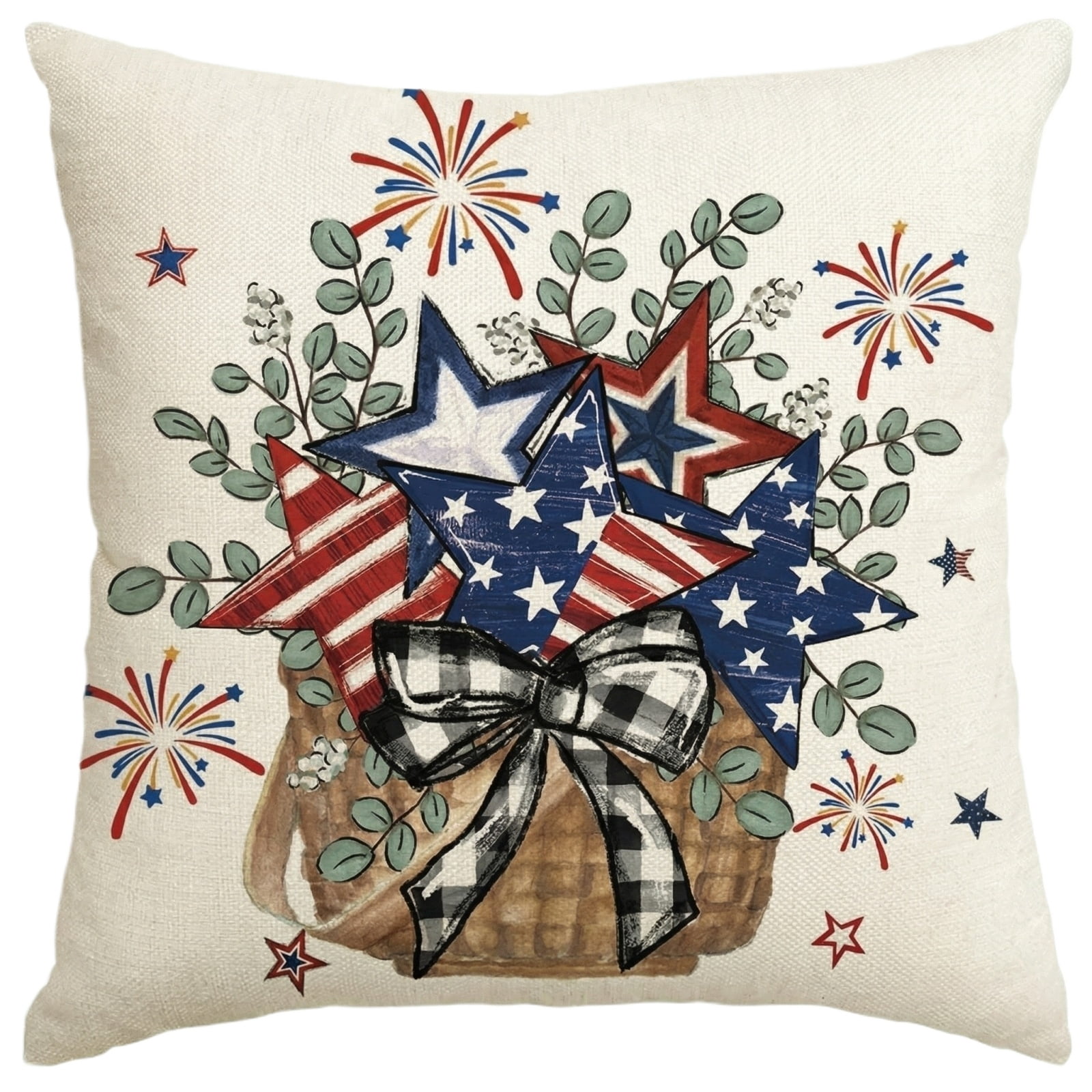 225th Anniversary Patriotic Linen Pillow Covers – 18x18 Inch Heart and ...
