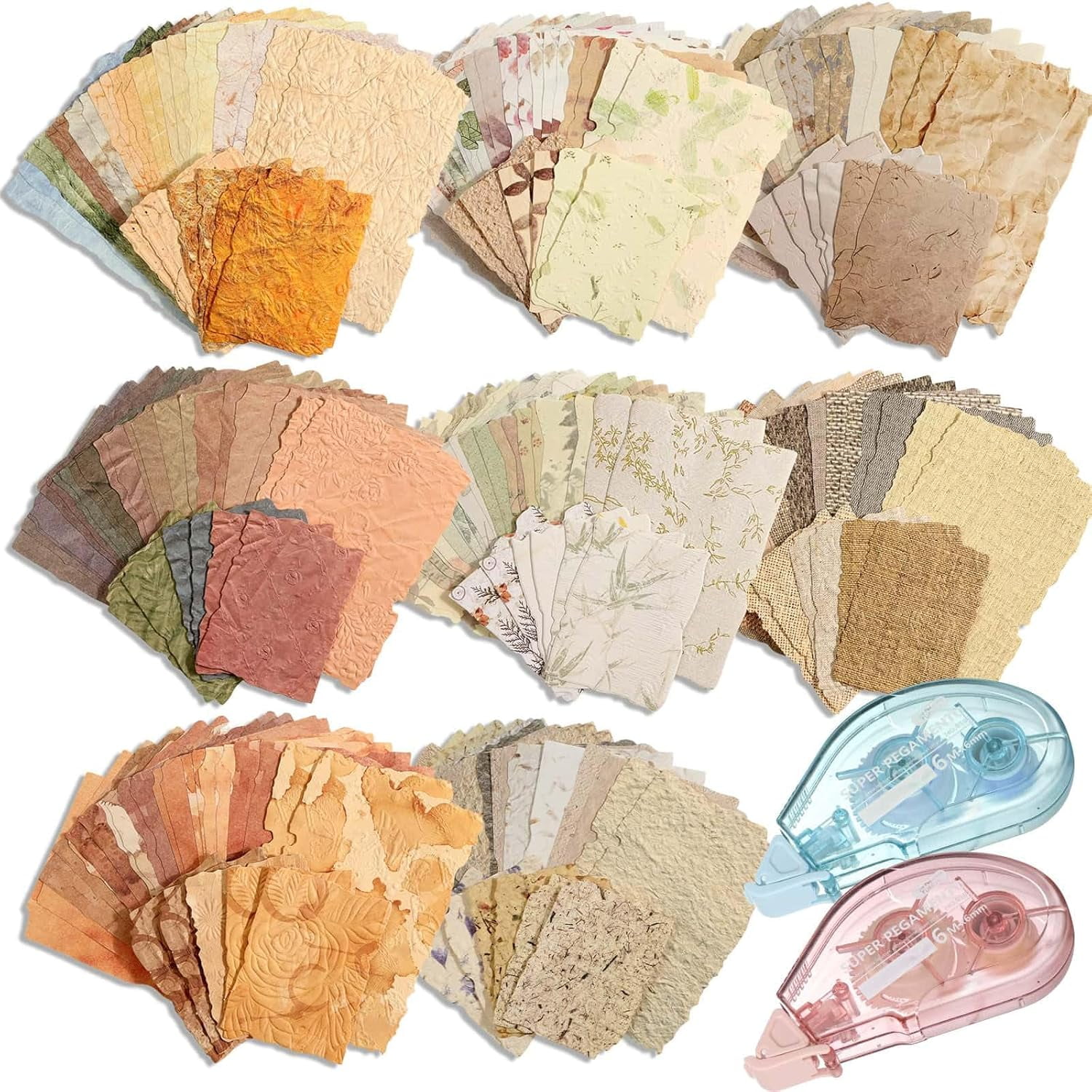 226 Sheets Vintage Scrapbook Paper Kit with Photo Tapes, Textured ...
