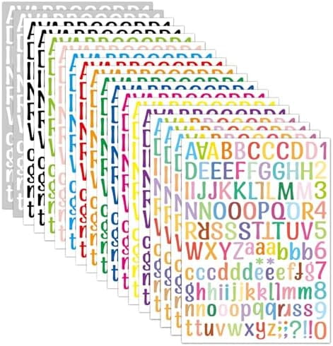 2268 Alphabet Stickers 18 Sheets Alphabet Stickers Vinyl Self-Adhesive ...