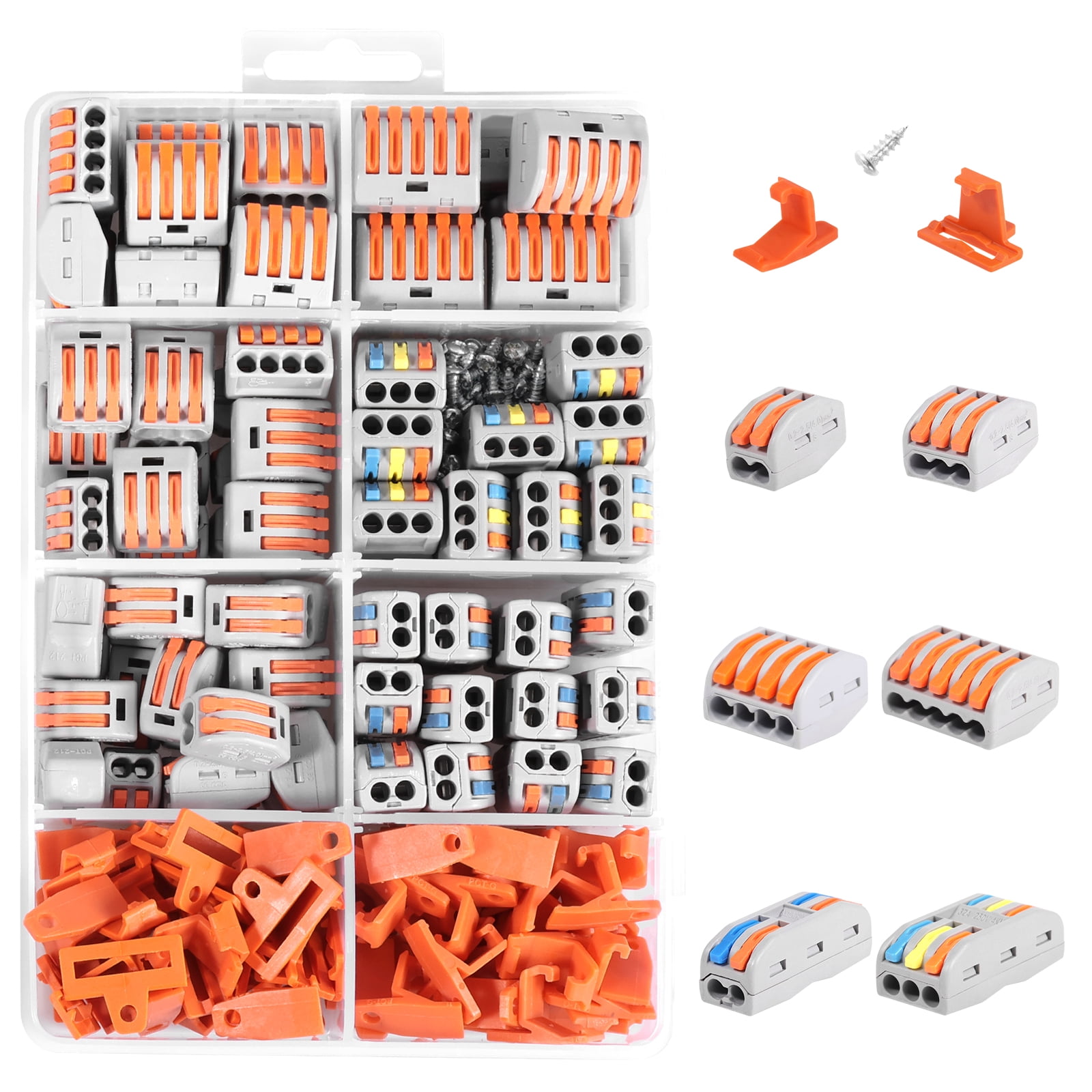 227 Pcs Lever Wire Connectors Nuts Assortment Kit 28-12 AWG with 71 ...