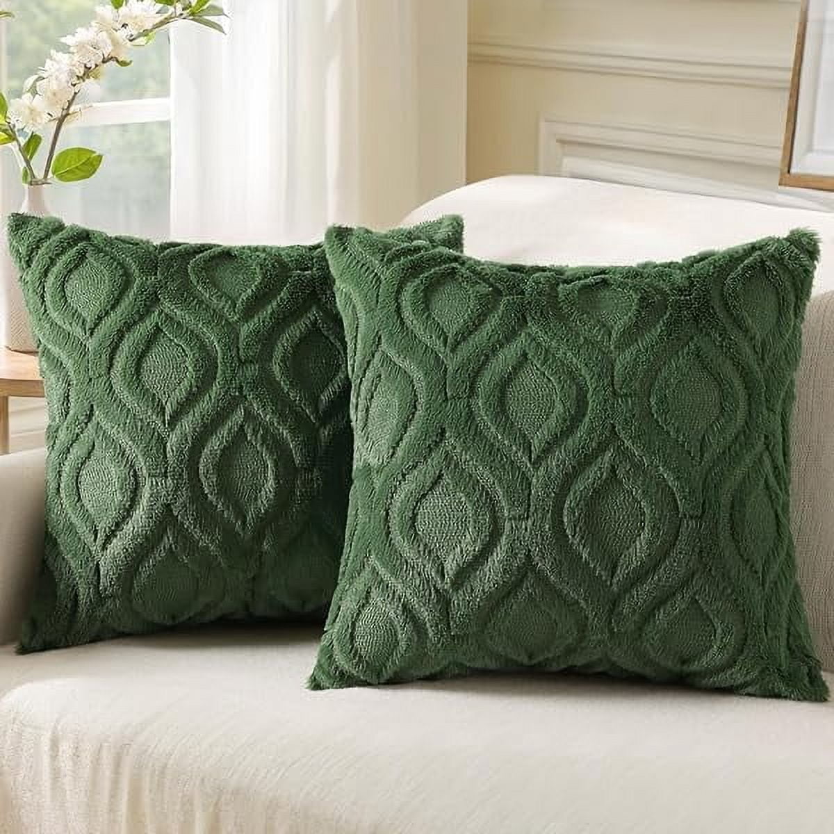 2270 Throw Pillow Covers 16x16 Inch Set of 2, Soft Plush Faux Wool ...