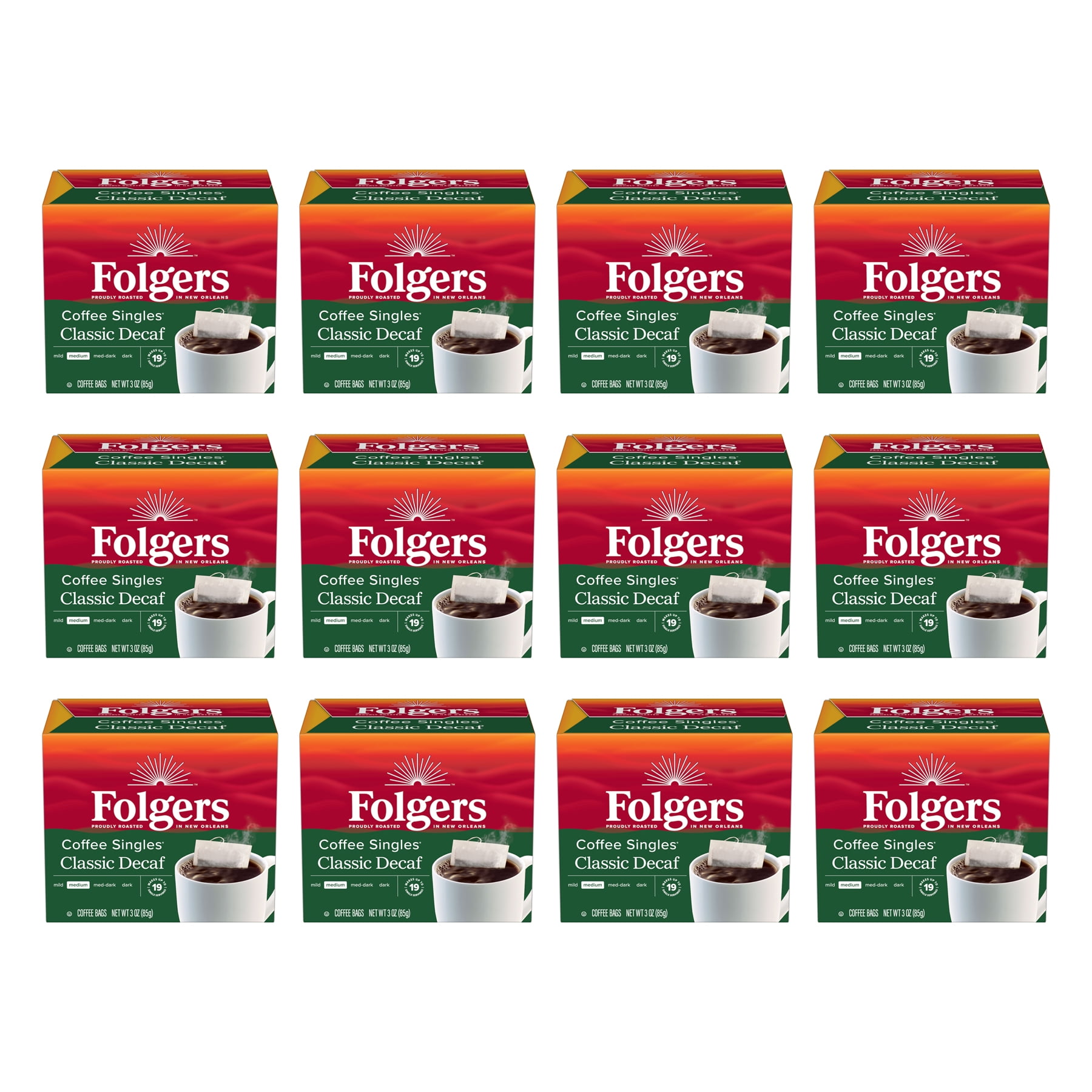 Folgers Medium Roast Classic Decaf Coffee Singles, Individually Wrapped Packs, 228 Count ...