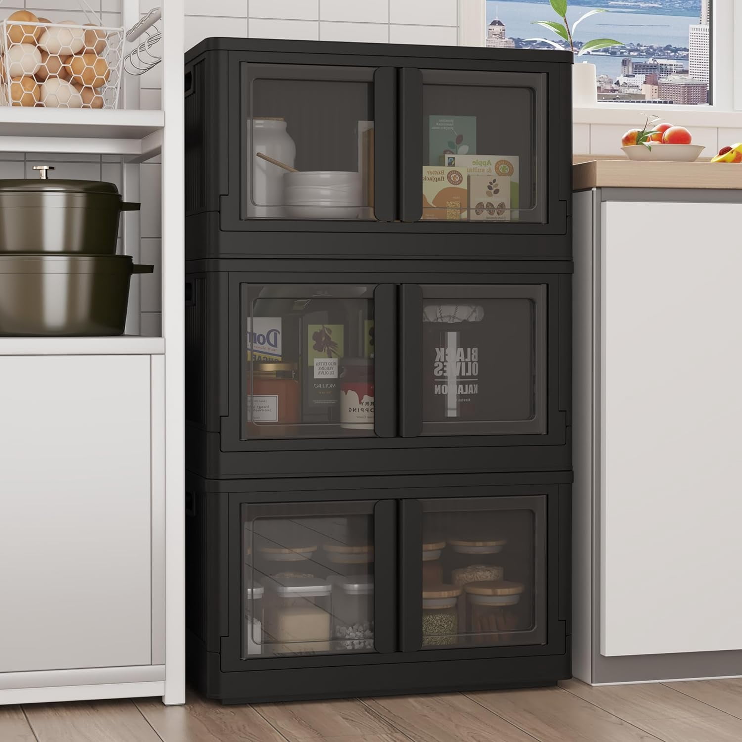 228 QT Stackable Storage Bins With Lids, Collapsible Plastic Storage ...