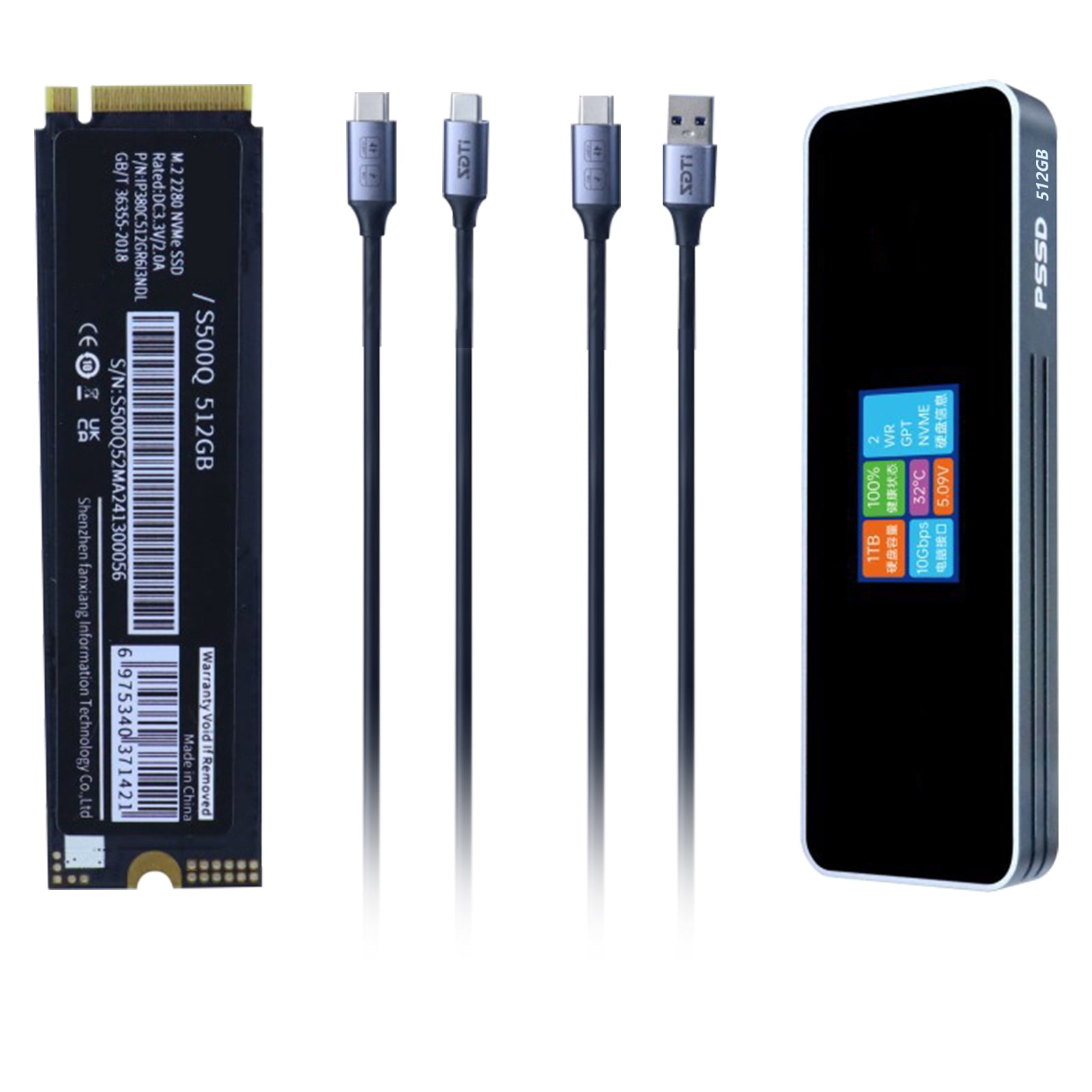 2280 Solid States Drives External Enclosure USB3.1 10Gbps Solid States ...