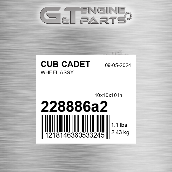 228886A2 WHEEL ASSY fits CUB CADET (New OEM) - Walmart.com