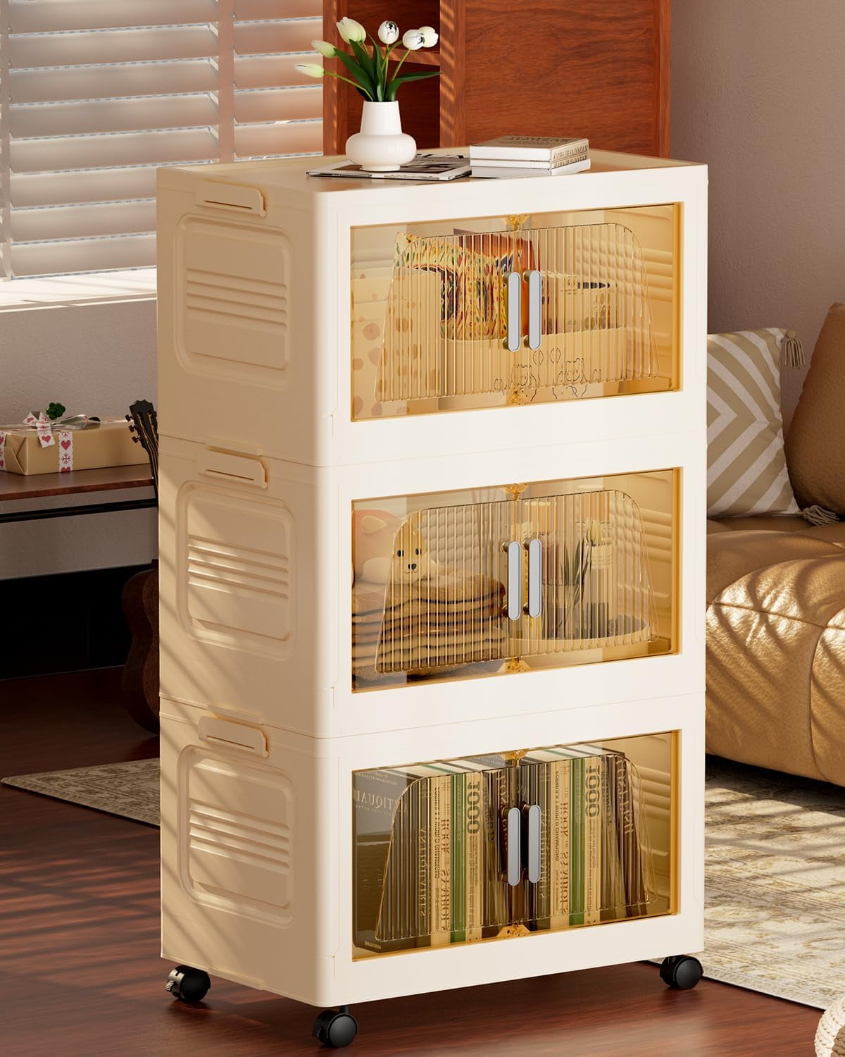 228QT Stackable Storage Bins with Lids 3 PACK, 57Gal Storage Containers ...